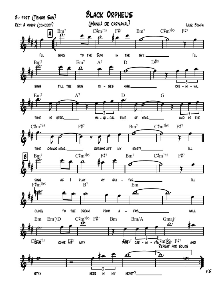 Black Orpheus - BB Part (Tenor Sax) | PDF