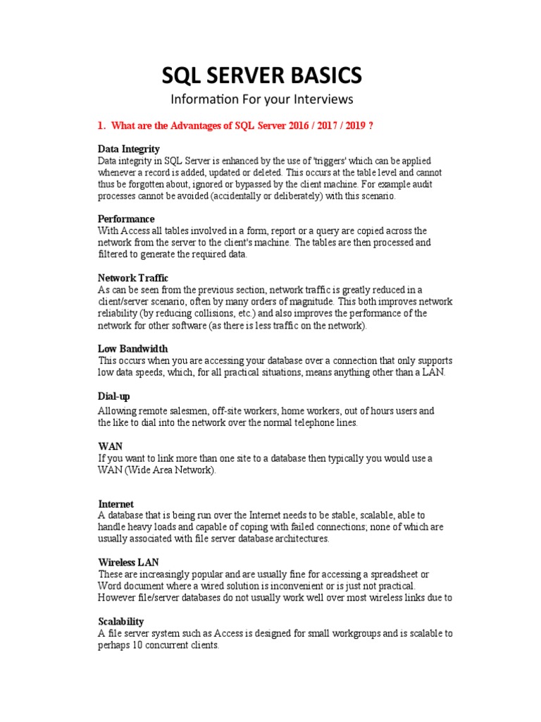 4 8 SQL Server Basics Material | PDF | Databases | Microsoft Sql Server