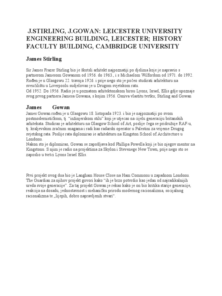 Stirling, Gowan - Leicester University Library, Cambridge University ...