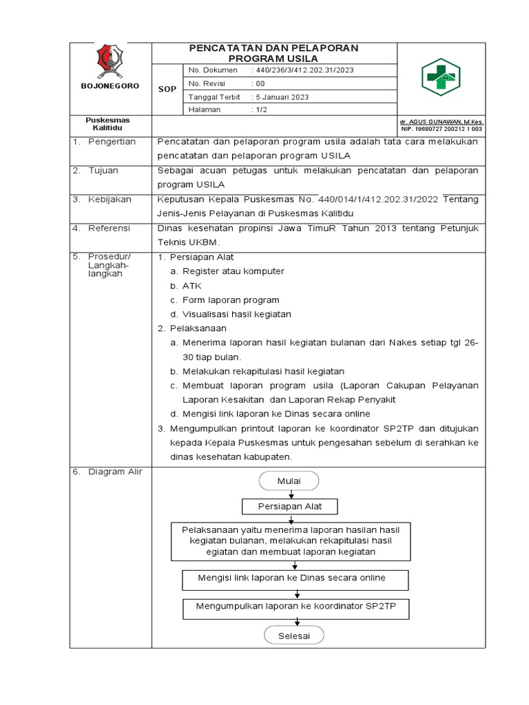 SOP Pencatatan Program Usila Puskesmas | PDF
