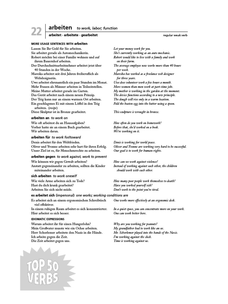 50 Verb Deutsch | PDF