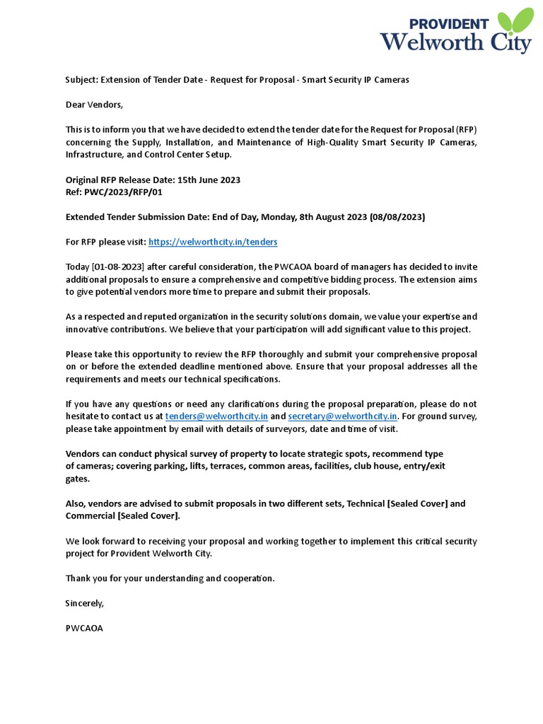 PWC-RFP-CCTV-2023-EXTENSION2 (1) | PDF | Request For Proposal | Closed ...
