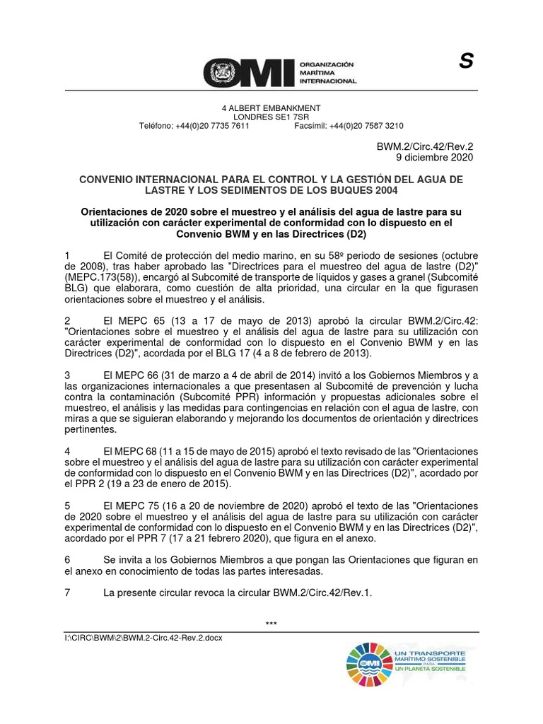 BWM.2-Circ.42-Rev.2 - Orientaciones de 2020 Sobre El Muestreo y El ...