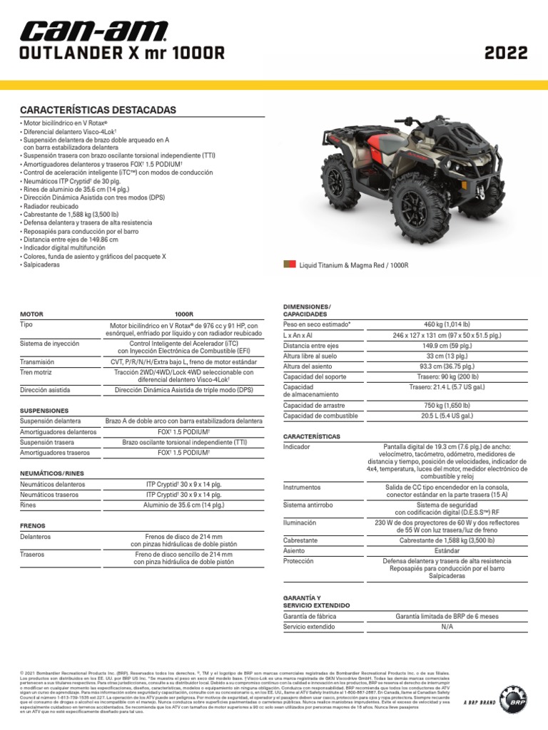 Orv My22 Spec Atv Out XMR 1000R SPMX | PDF | Tracción en las cuatro ...