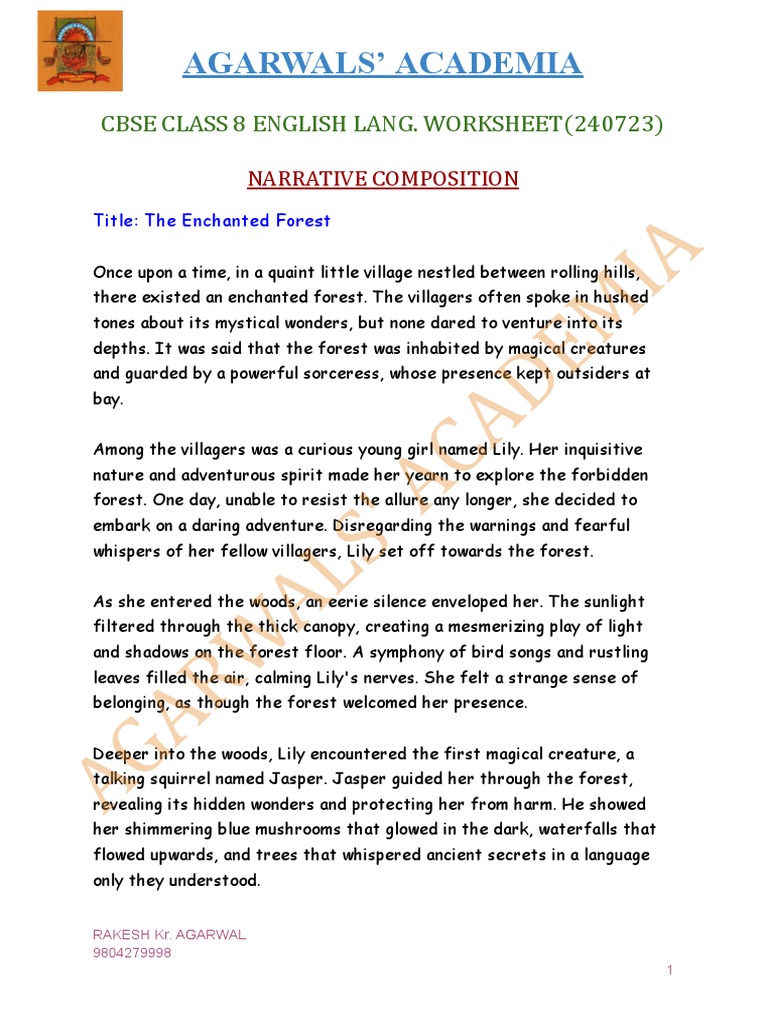 Icse Class 8 Narrative Composition | PDF