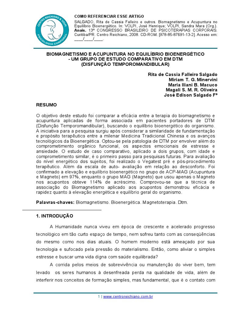 Biomagnetismo e Acupuntura em DTM | PDF | Acupuntura | Yin e Yang