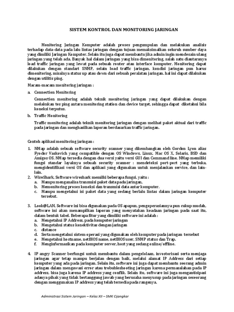 Sistem Kontrol Dan Monitoring Jaringan | PDF