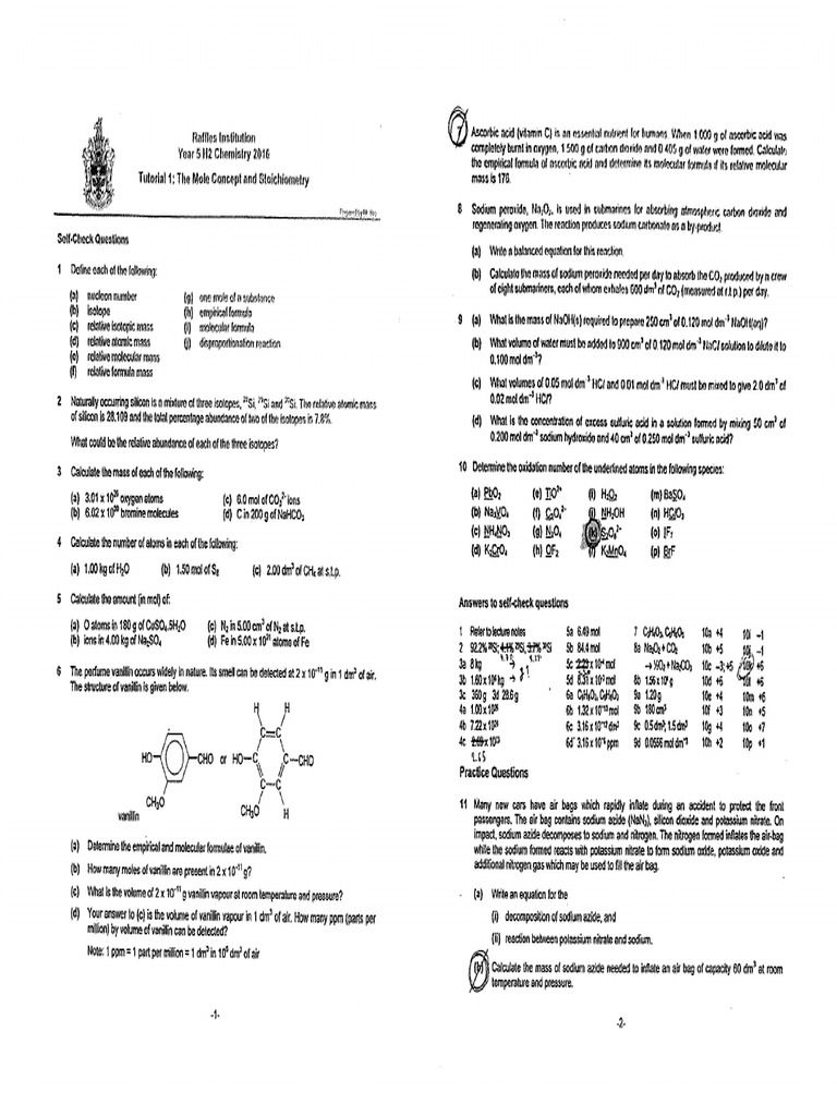 RJC H2 Chemistry + Solutions 2017 | PDF