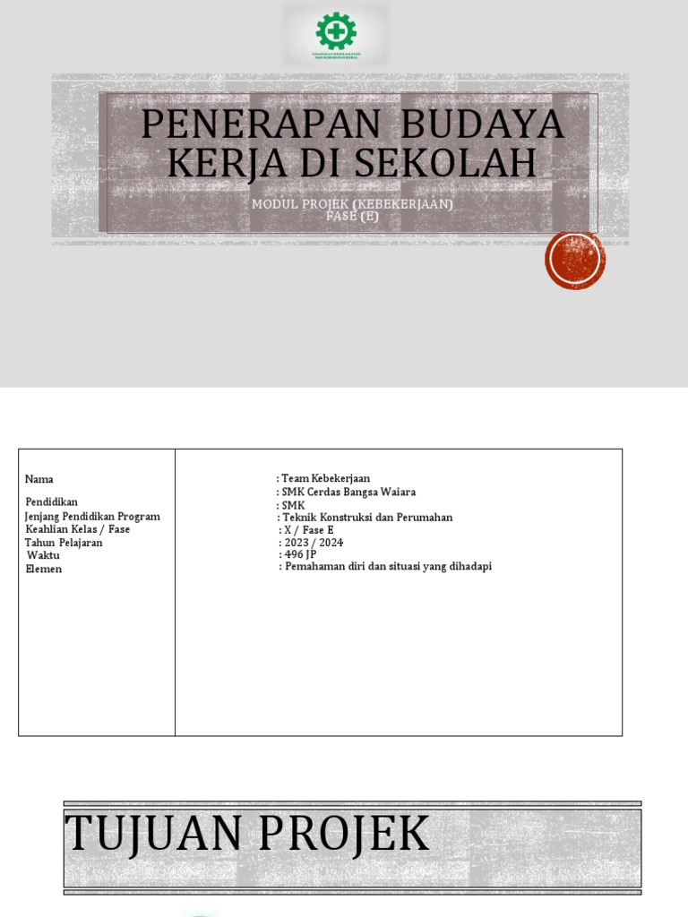 Modul Projek Kebekerjaan - Penerapan Budaya Kerja Di Sekolah - Fase E | PDF | Karier ...