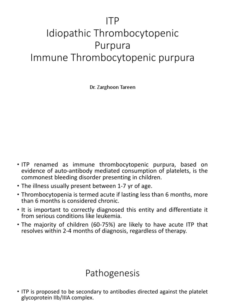 ITP Lecture | PDF | Haemophilia | Bleeding ITP Lecture | PDF | Haemophilia | Bleeding