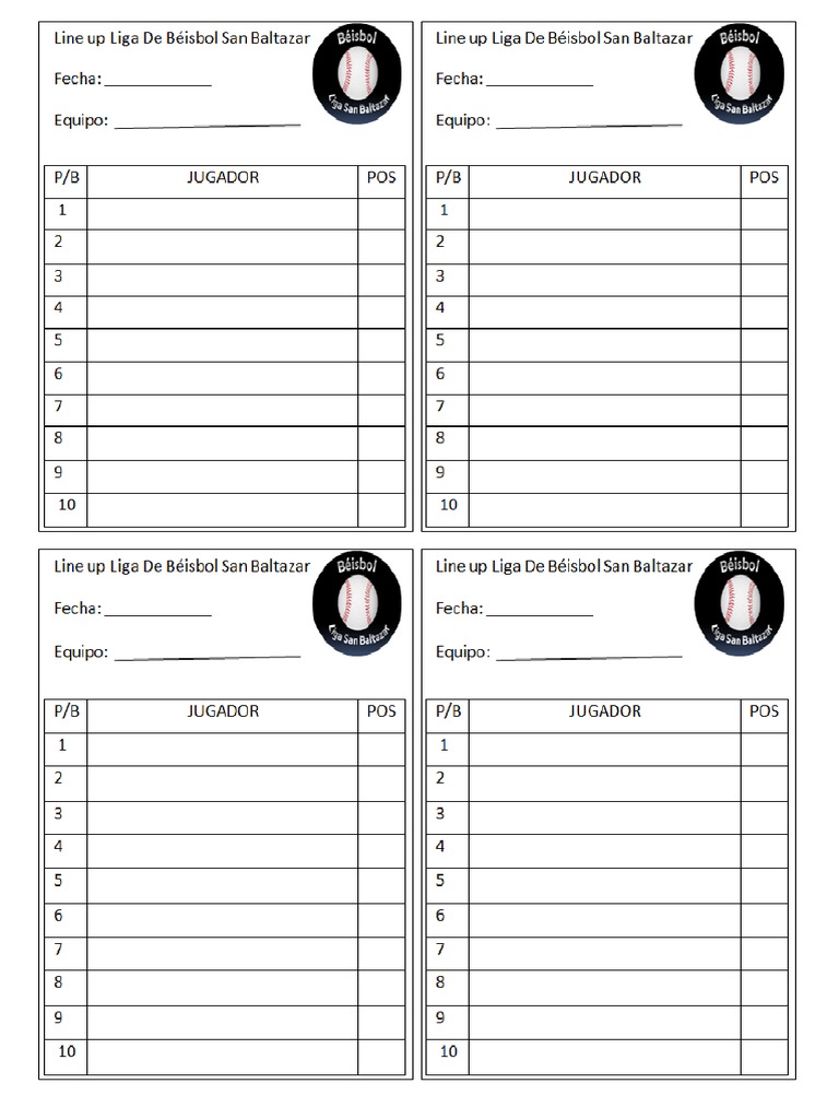 Hoja de Line Up | PDF