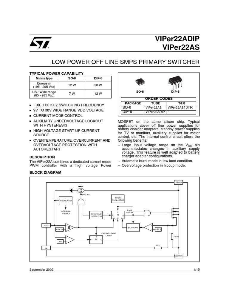 VIPer22AS STMicroelectronics | PDF