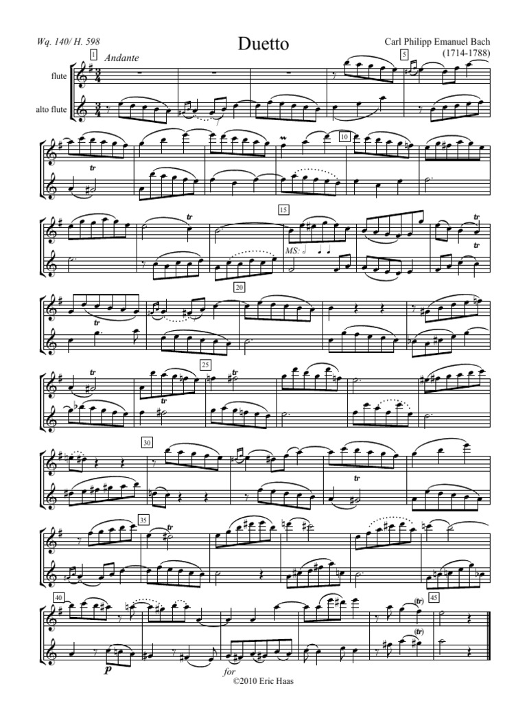 CPEBach-Duetto Con Flauta Alto | PDF