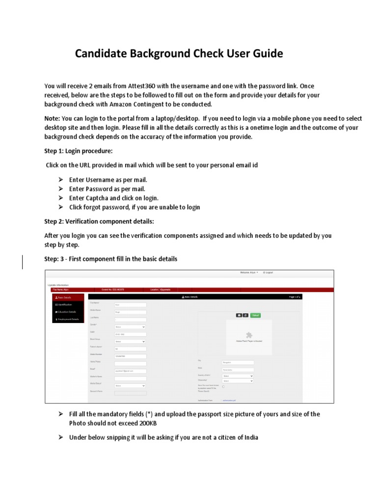 Amazon Background Check Guide | PDF | Identity Document | Login