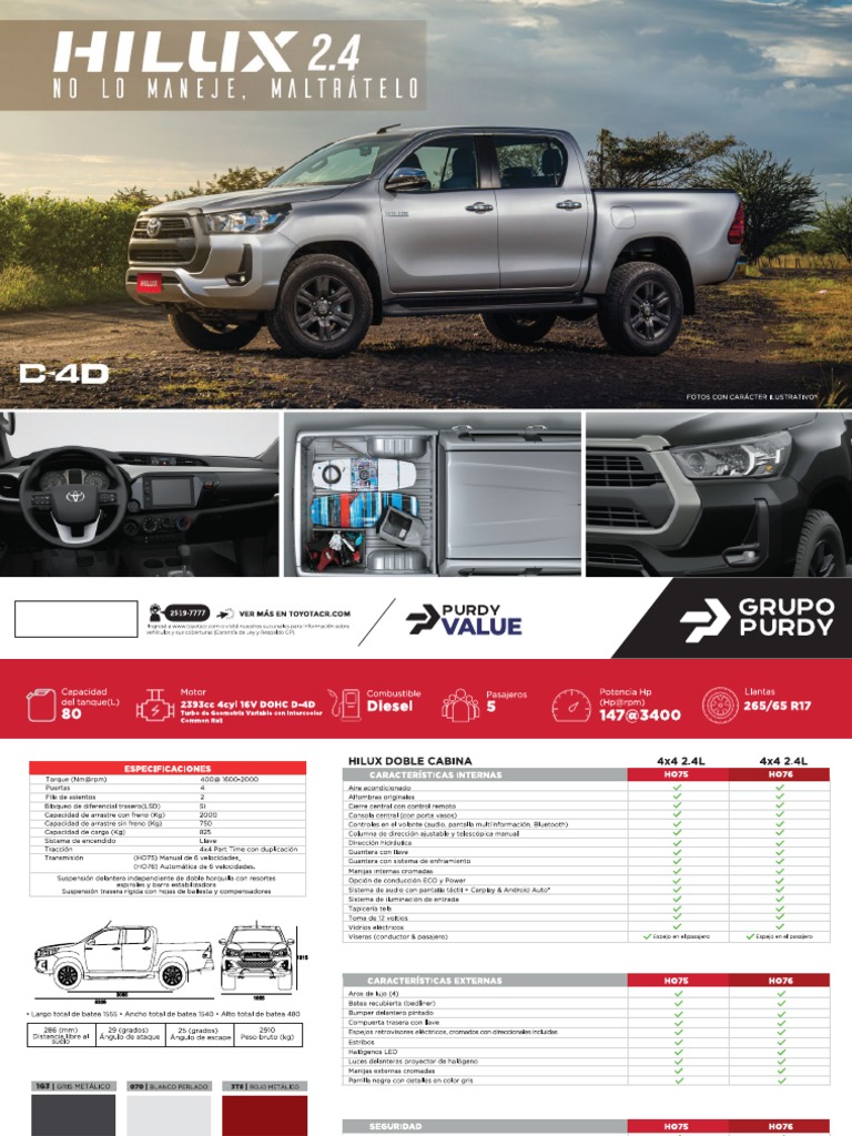 Ficha Técnica - Ficha Técnica Hilux 2.4 L | PDF