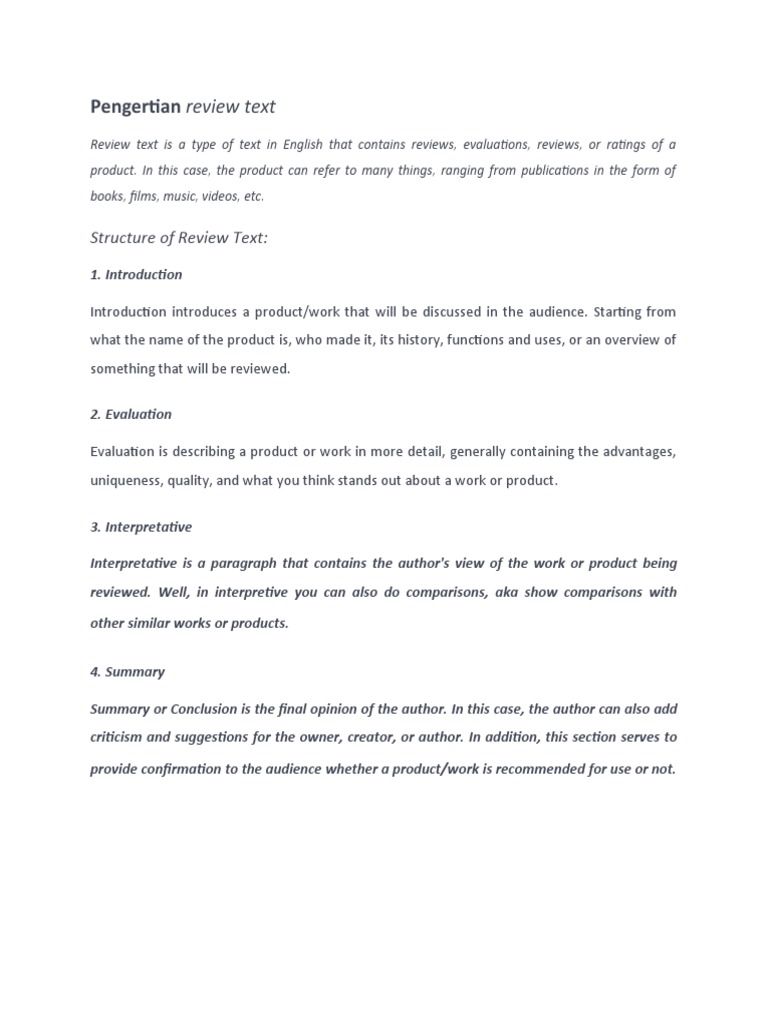 Pengertian review text | PDF