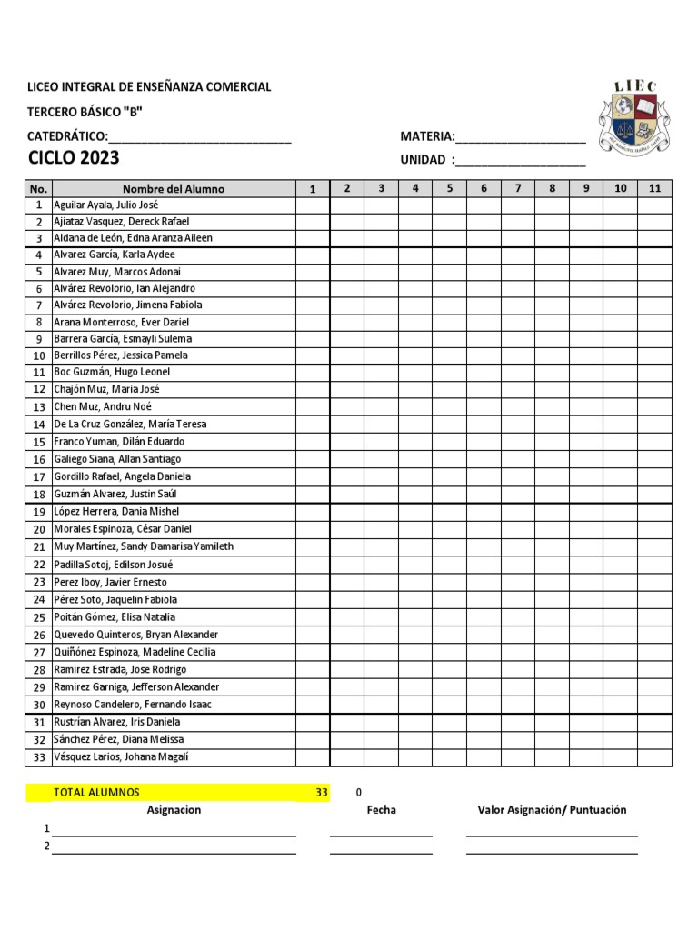 Listados Oficiales LIEC 2023 | PDF