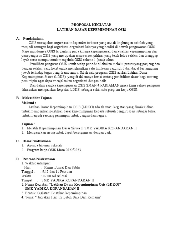 Proposal Kegiatan LDK | PDF