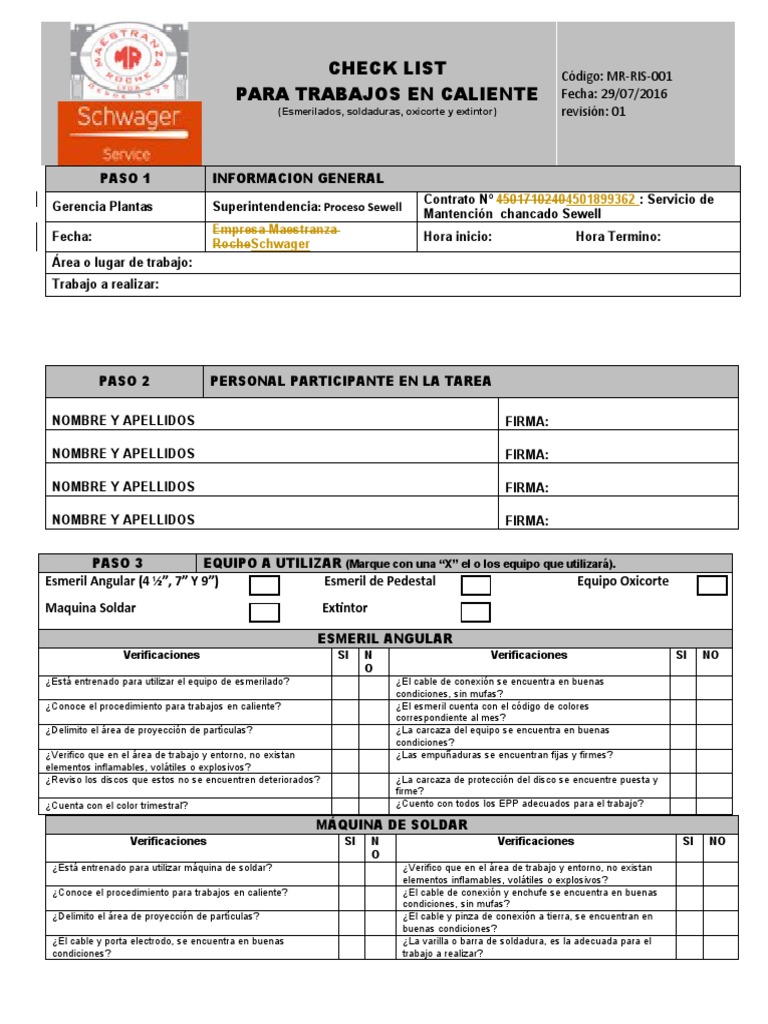 Checklist de Seguridad para Trabajos en Caliente | PDF