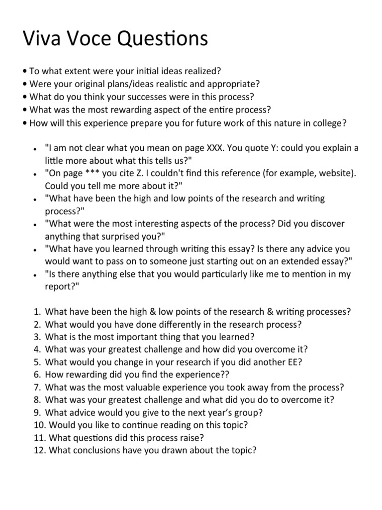 Viva Voce Questions | PDF