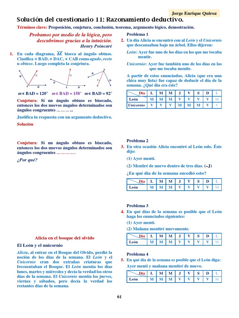 Cuestionario 11 - Razonamiento Deductivo | PDF