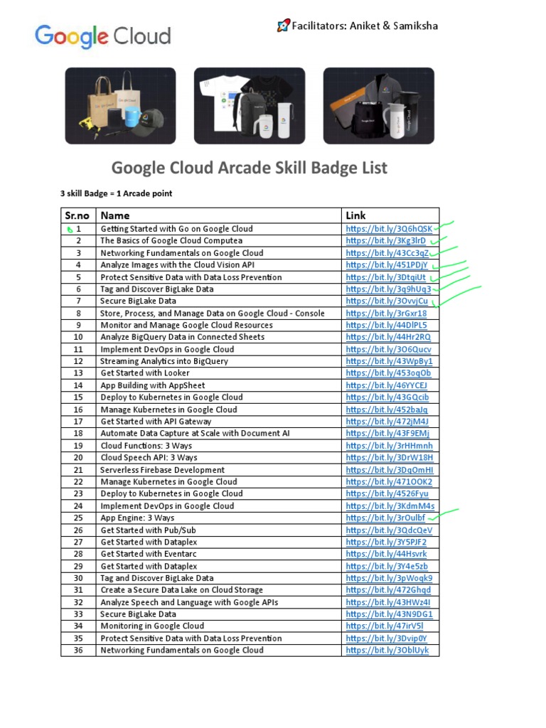 Skill Badges - List - Aniket - Samiksha - Facilitator | PDF