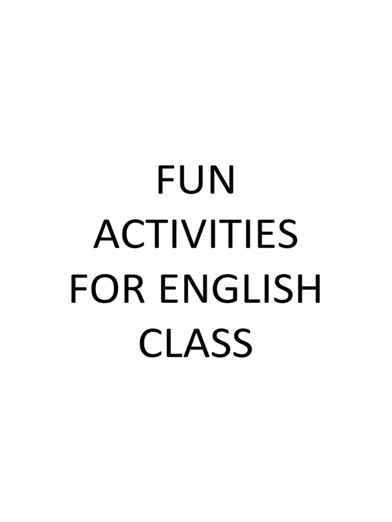 Fun Verb Activities for English Class | PDF | Foreign Language Studies ...