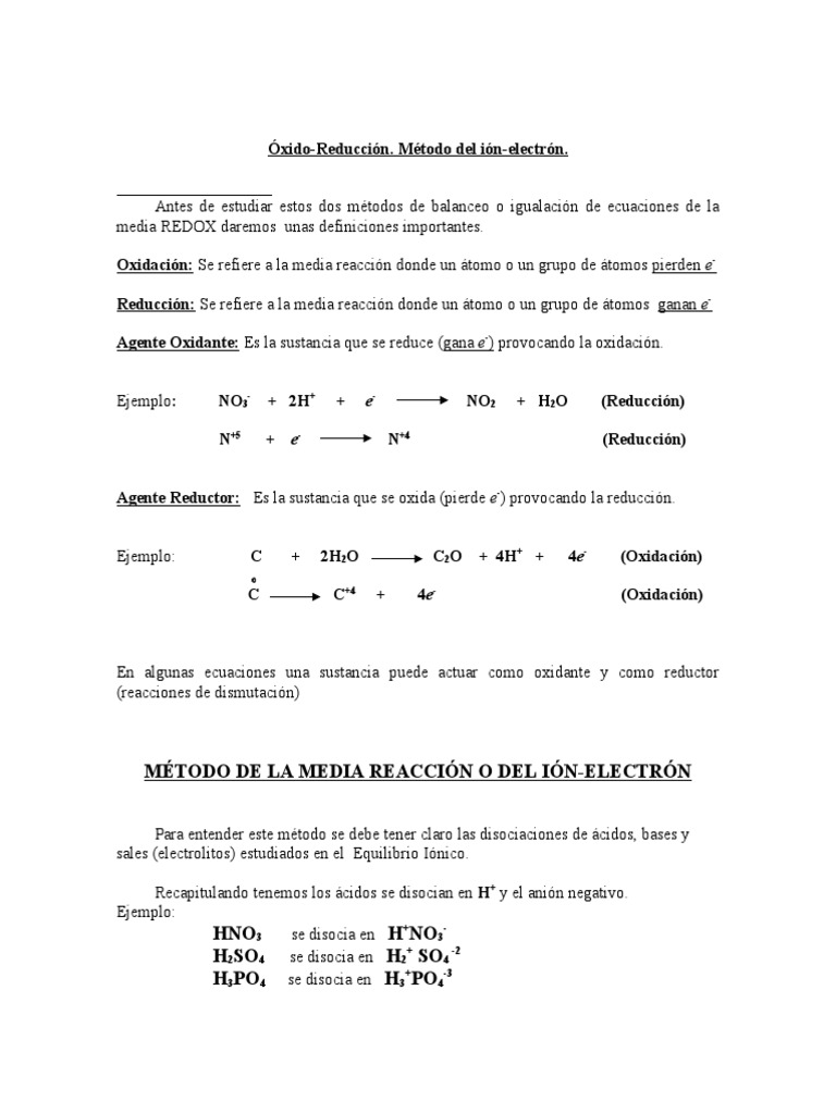 Balanceo de Ecuaciones Redox | PDF | Redox | Ingeniería de Procesos Químicos