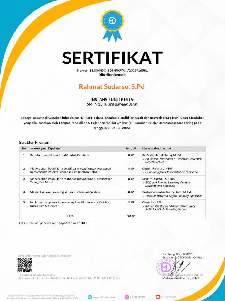Sertifikat-13.004 DO-SDMPKF VII 2023 16581 | PDF
