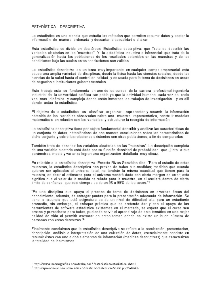 Estadistica Descriptiva | PDF | Estadísticas | Estadísticas descriptivas Estadistica Descriptiva | PDF | Estadísticas | Estadísticas descriptivas