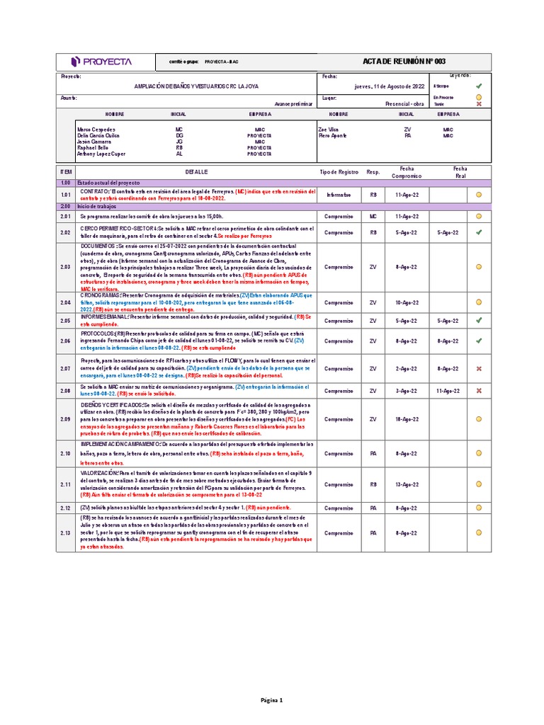 Acta de Reunion de Obra 03 FIRMADA | PDF