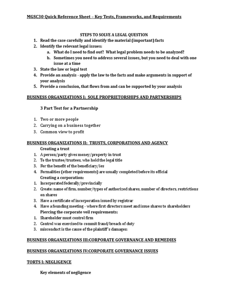 MGSC30 Quick Reference Sheet | PDF