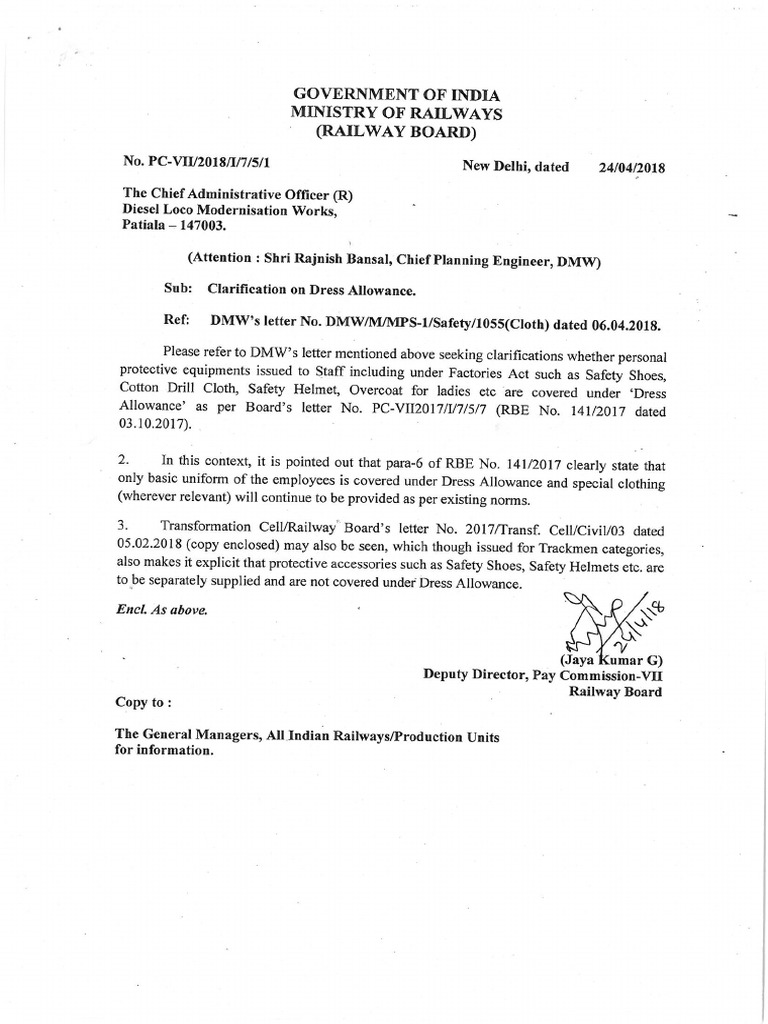 Clarification on Dress allowance_24042018 | PDF