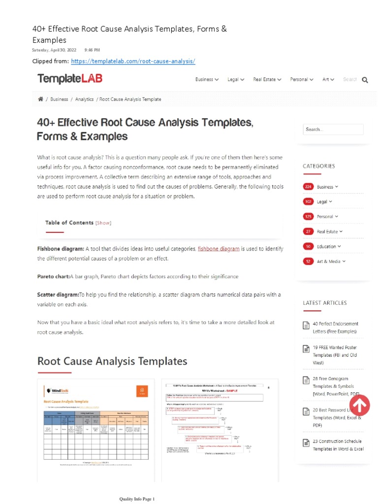 40+ Effective Root Cause Analysis Templates, Forms & Examples | PDF