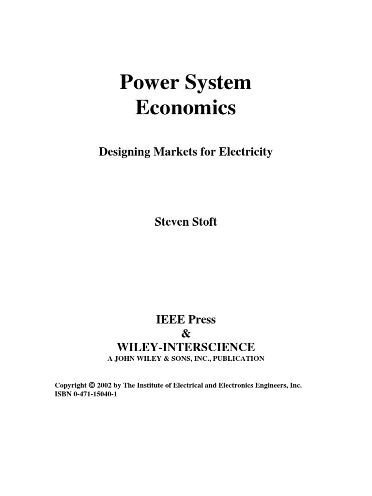 Power System Economics Designing Markets For Electricity | PDF ...