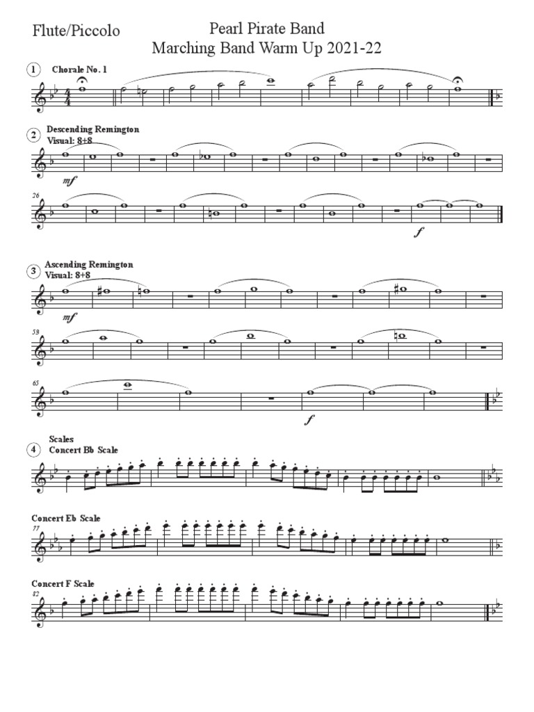 Warm Up Exercises 2021-22 - Flute:Piccolo | PDF