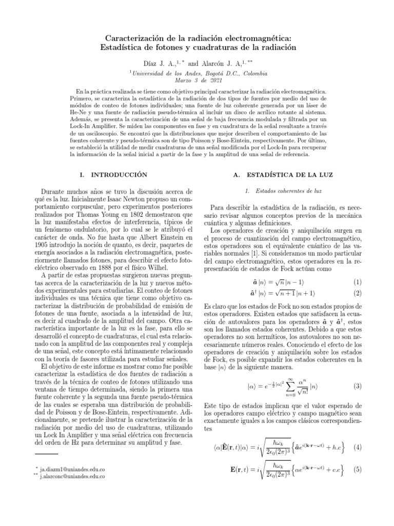 Informe 1 Ptica Cu Ntica | PDF