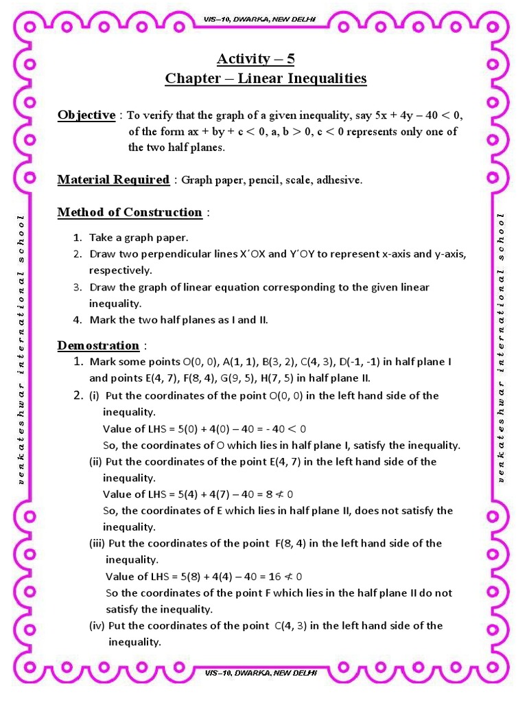 5 Linear Inequatityactivity | PDF