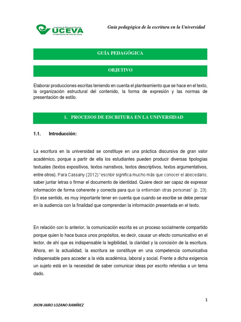 Guía Sobre Escritura | PDF | Artes del Lenguaje y Comunicación