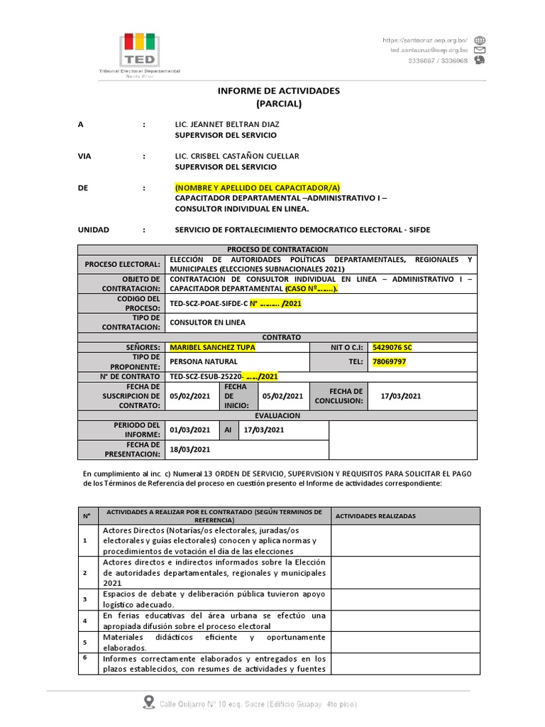 Modelo de Informe Marzo-Capacitadores | PDF | Gobierno