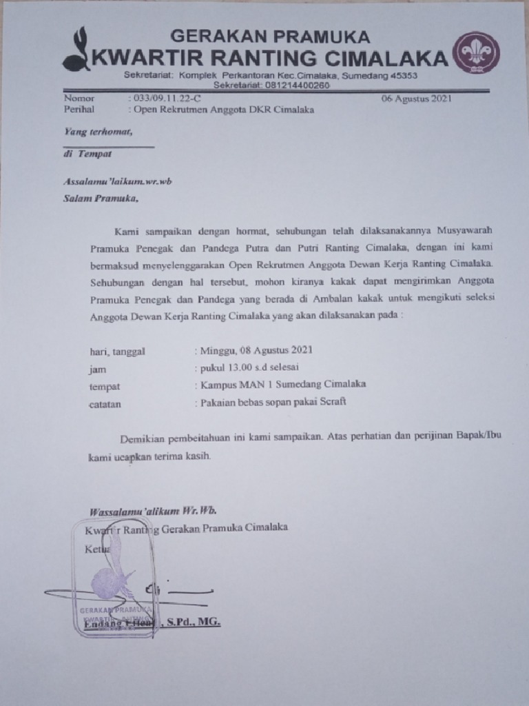 Surat Open Rekrutmen | PDF