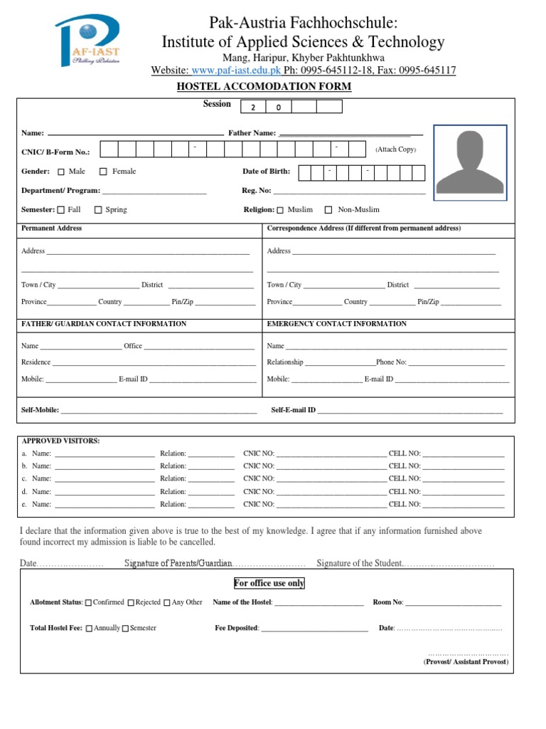 Hostel Accomodation Form | PDF | Crimes | Crime & Violence