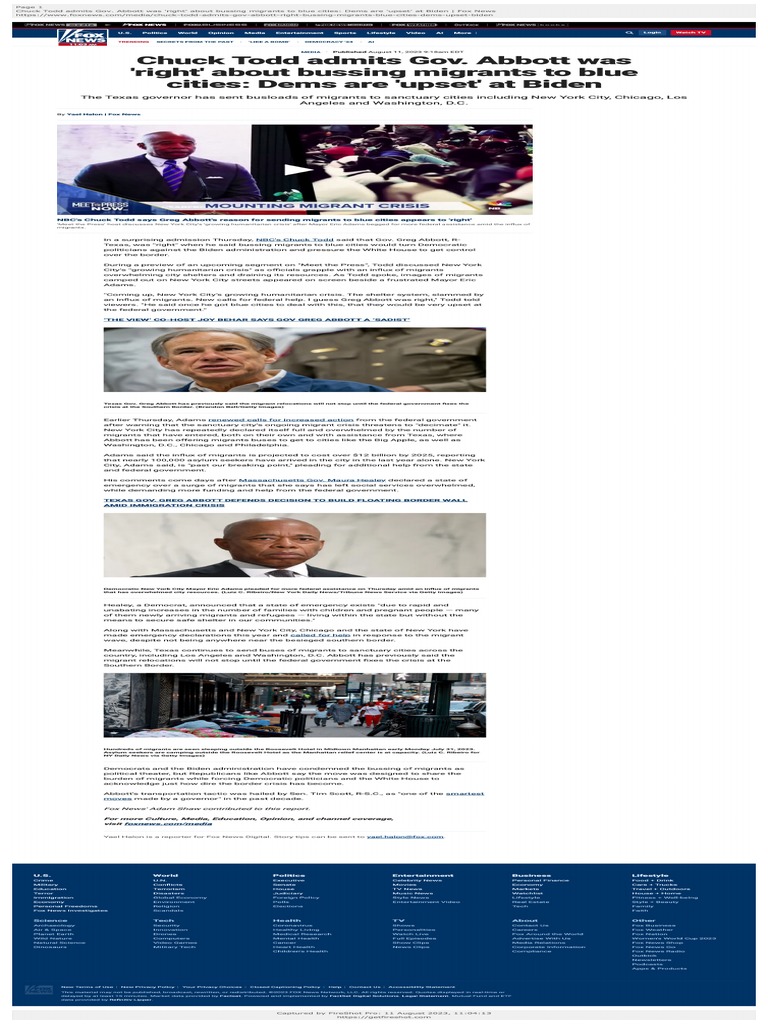 Chuck Todd Admits Gov. Abbott Was 'Right' About Bussing Migrants To ...