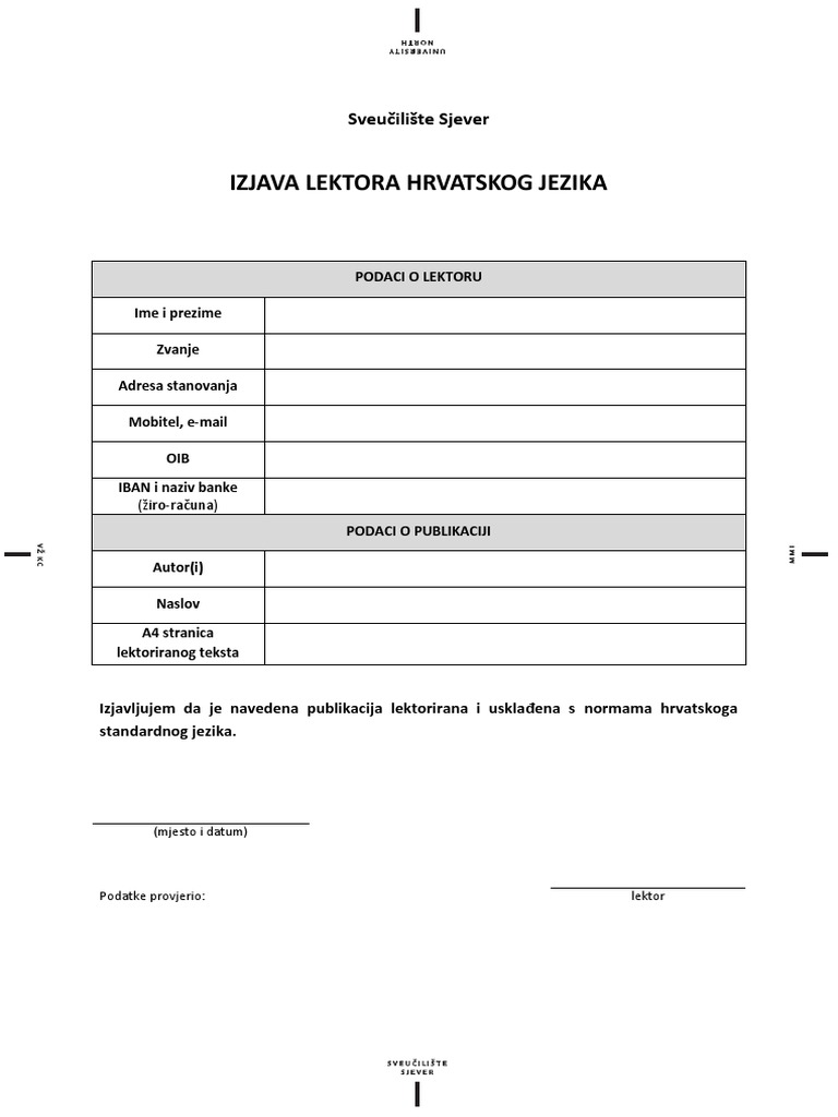 Obrazac Lektura | PDF