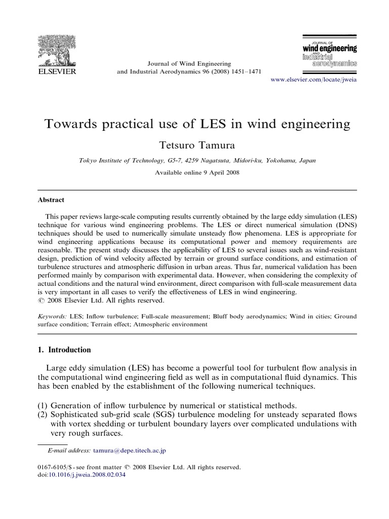 (Tamura, 2008) - Towards Practical Use of LES in Wind Engineering | PDF | Boundary Layer ...