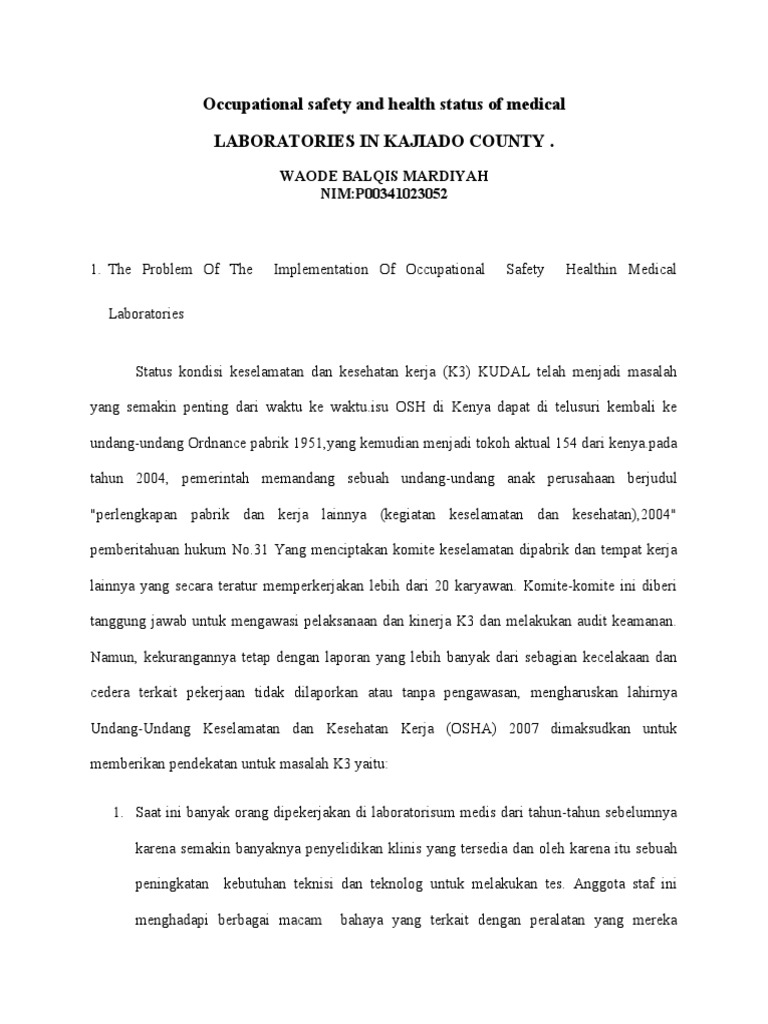 K3 di Laboratorium Medis Kajiado | PDF | Sains & Matematika