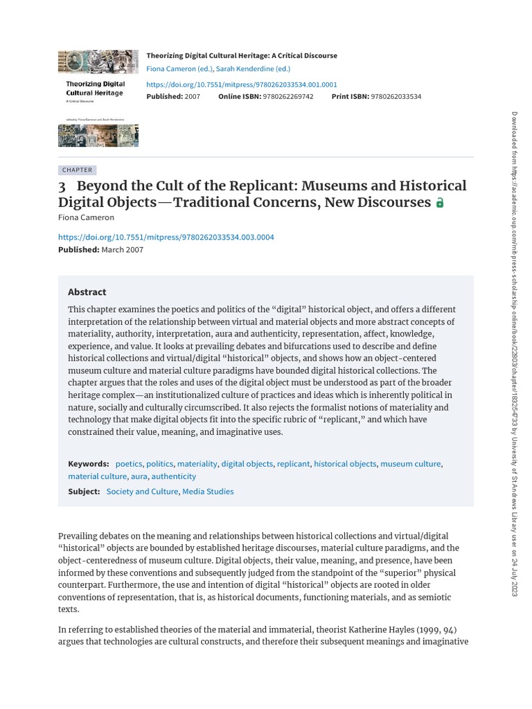 Museums and Historical Digital Objects | PDF | Discourse | Experience