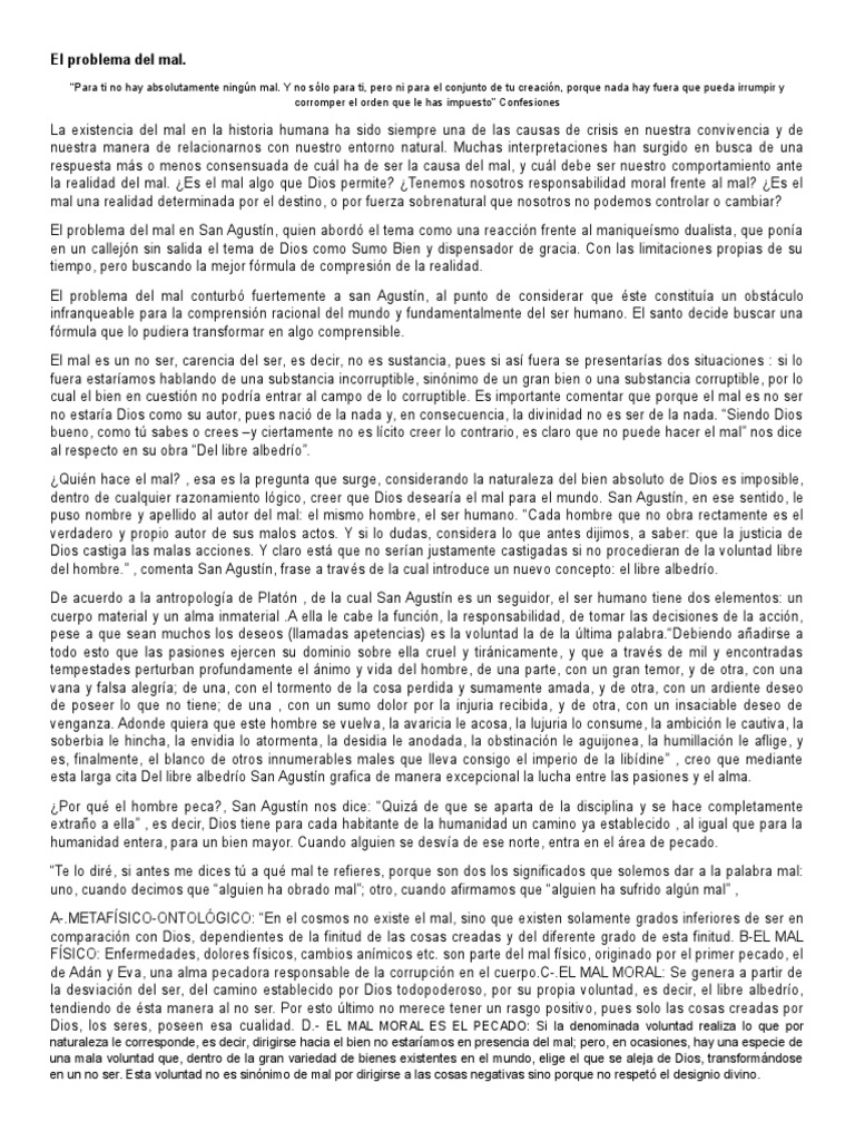 El Problema Del Mal | PDF | Mal | Problema del mal