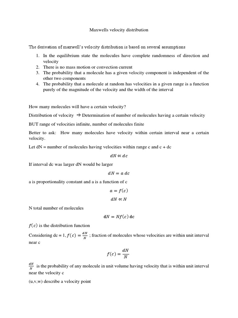 Lecture 02 - Maxwell Distribution | PDF | Physics | Mathematics