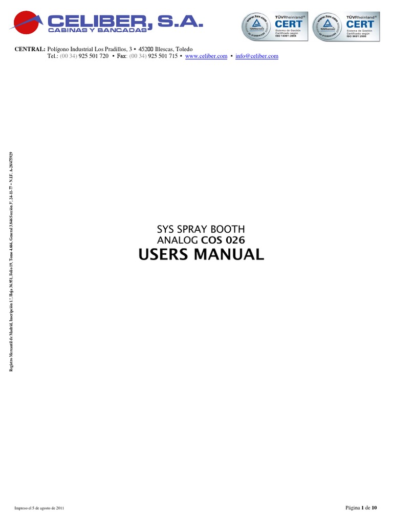 CABINA COS 026 Manual Utilizare - en | PDF